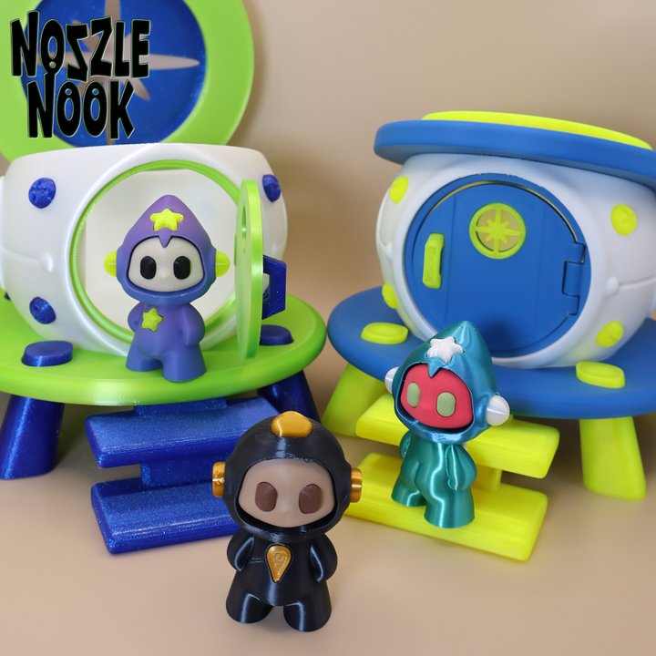 3D Printable Astrobix Mega Set 01 (house, vehicle and characters) by NOZZLE NOOK
